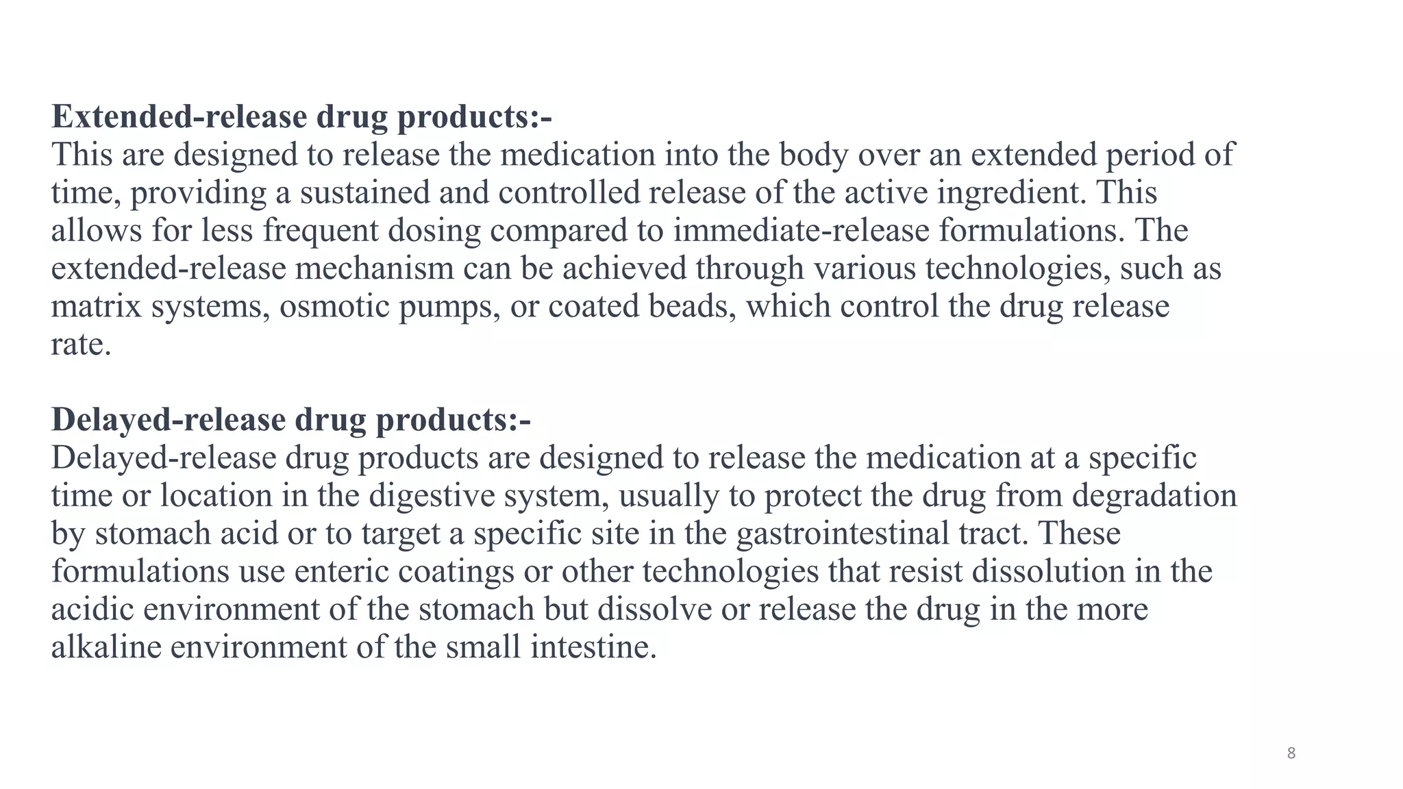 Modified release drug products, Targeted Drug Delivery Systems and ...