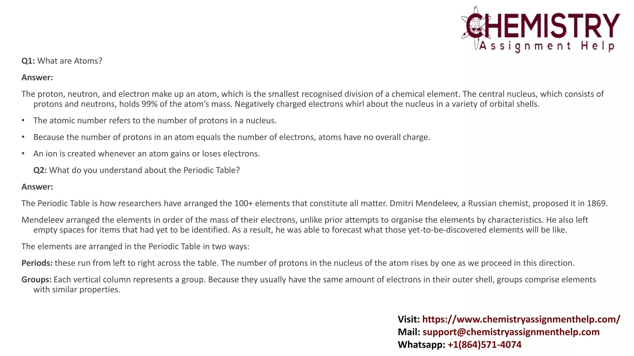 Excel in Chemistry Assignments with ChemistryAssignmentHelp.com