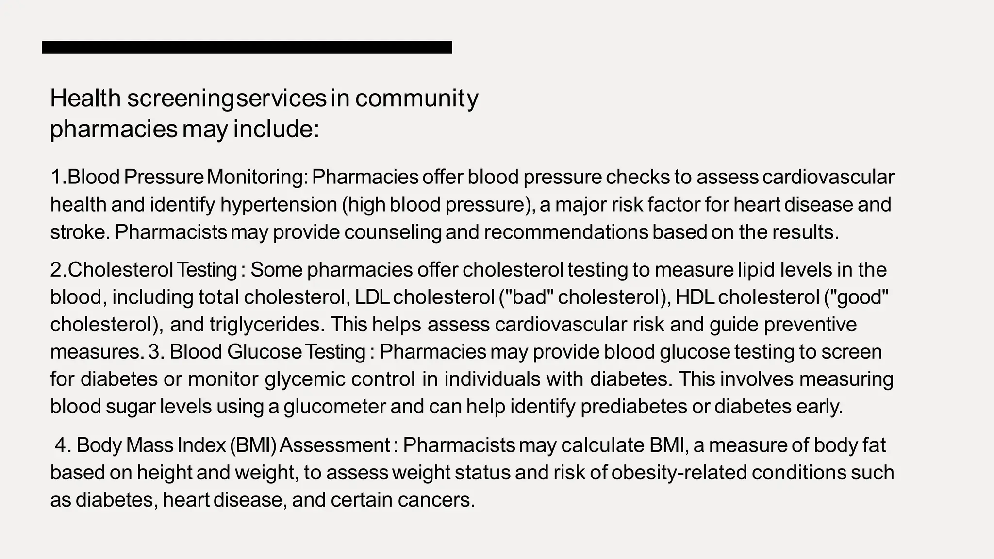 Community pharmacy health screening services | PPTX