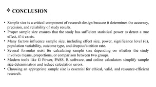 Research methodology and biostatistics - Sample size | PPTX