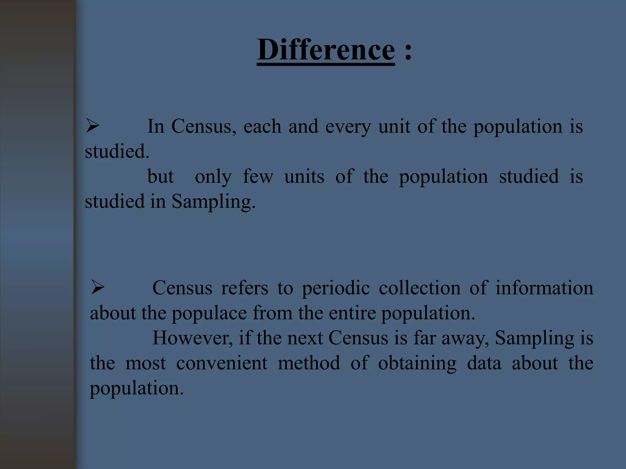 Difference between Census and sampling | PPTX