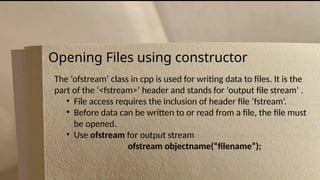 Working with files in c++. file handling | PPTX