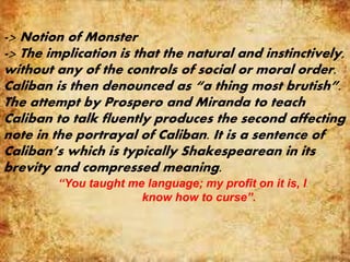 Character of Caliban in A Tempest and The Tempest | PPTX