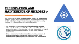 PRESERVATION AND MAINTENANCE OF MICROBES .pptx