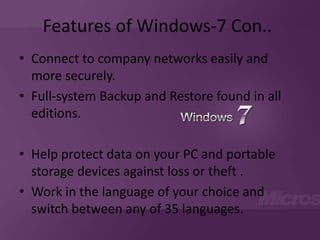features of windows7 & 8(trail) | PPTX
