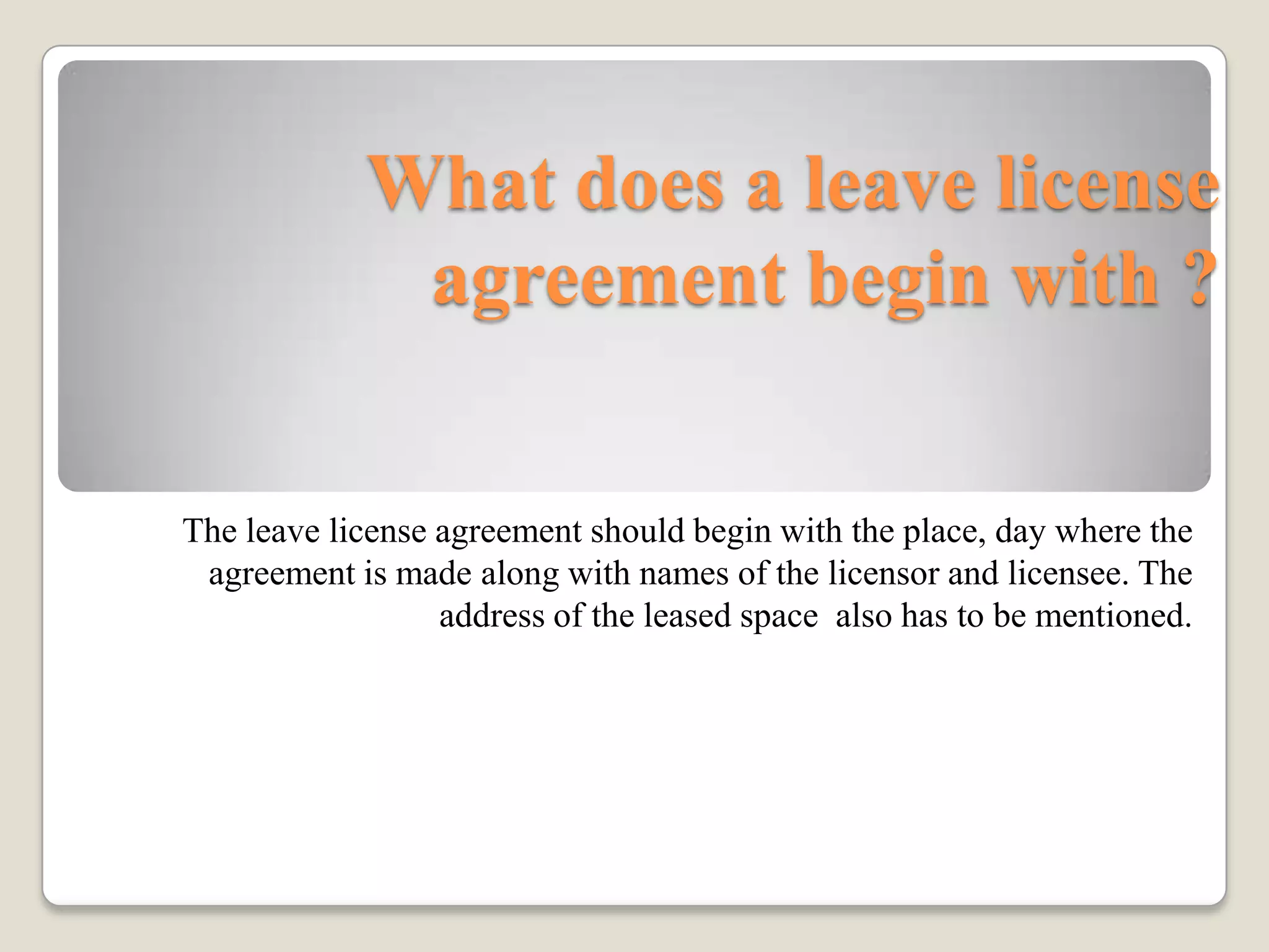 Leave license agreement | PPTX