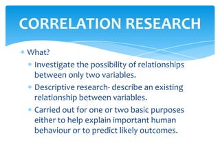 Survey Research, Correlation and Causal Comparative Research | PPTX