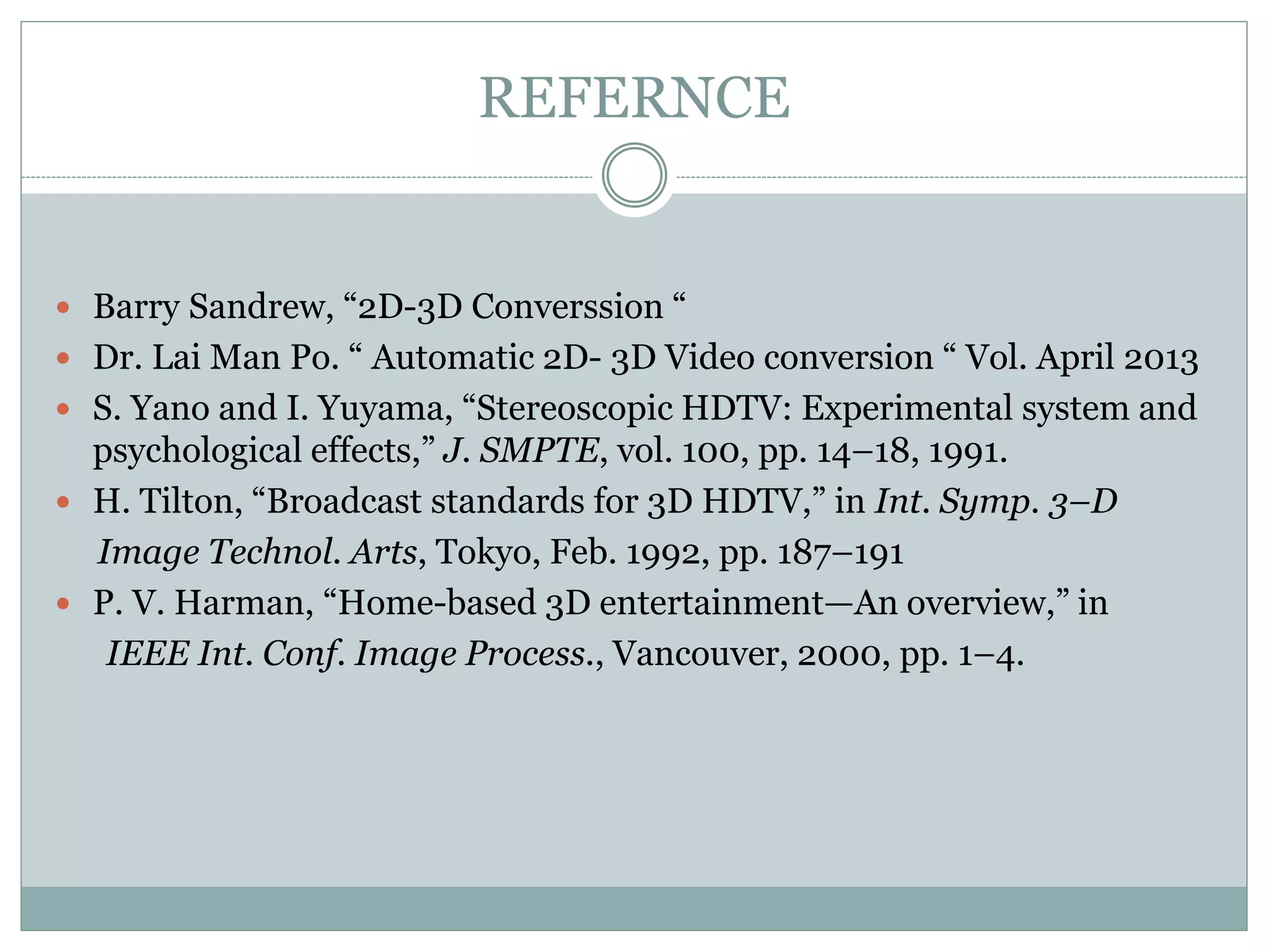 Automatic 2D to 3D Video Conversion For 3DTV's | PPTX