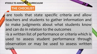 Tools and Strategies to assess the curriculum | PPTX