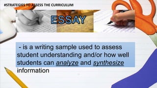 Tools and Strategies to assess the curriculum | PPTX