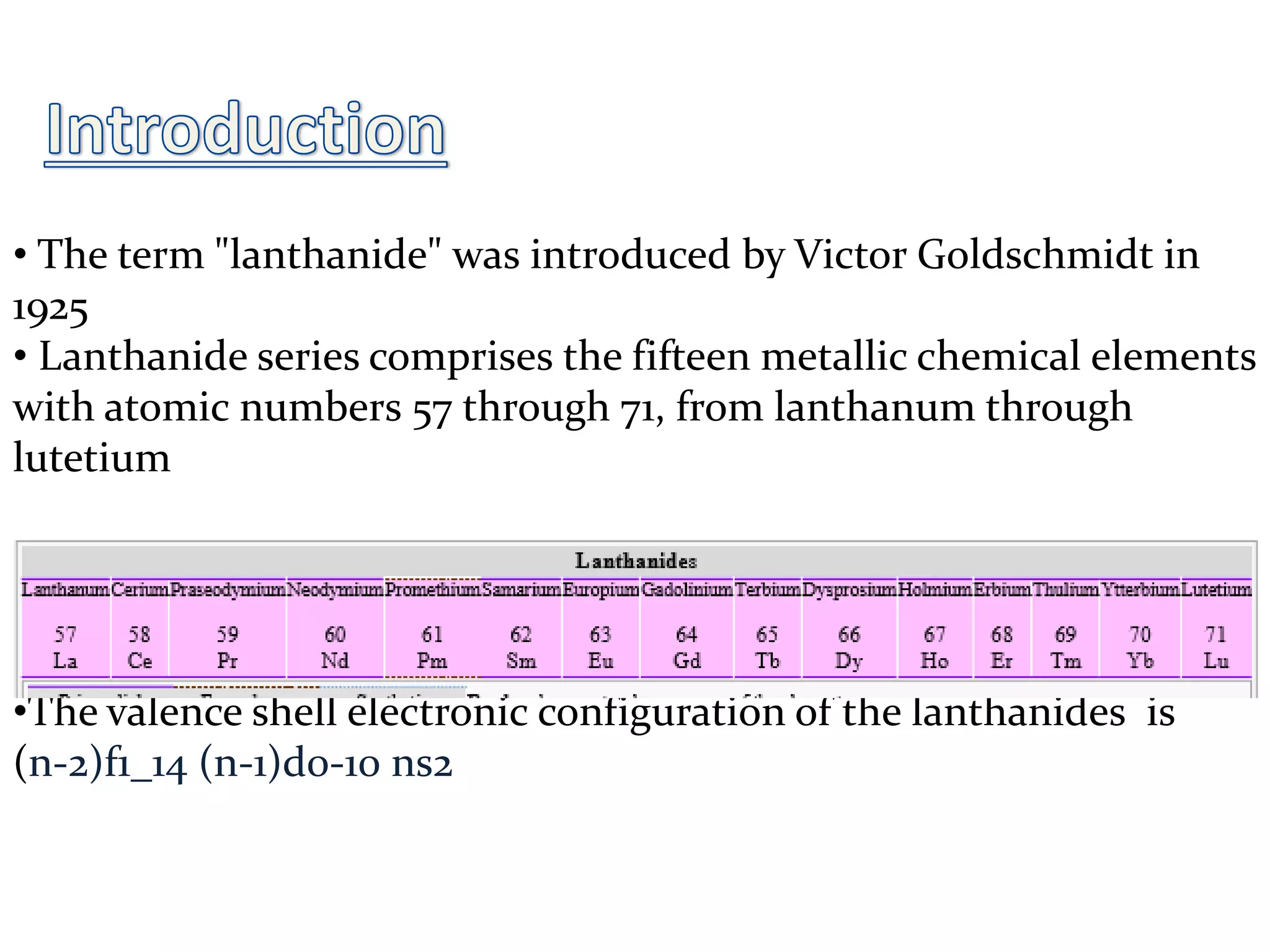 Lanthanide Chemistry | PPTX