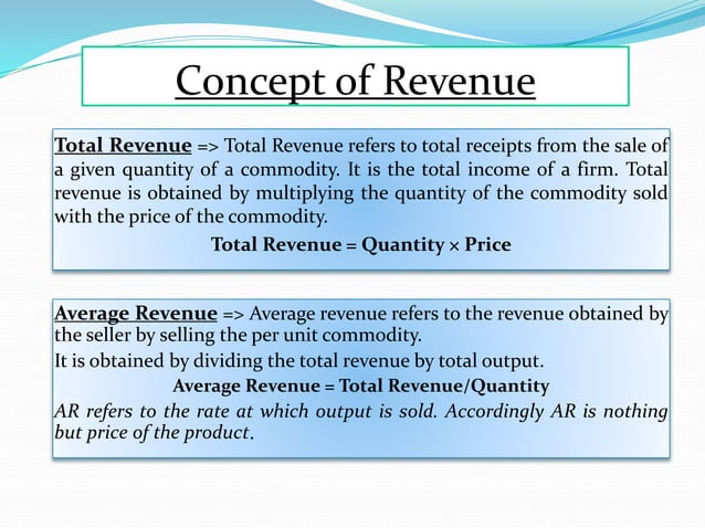 Revenue Concept & Curves- Marginal revenue, Average revenue, total ...