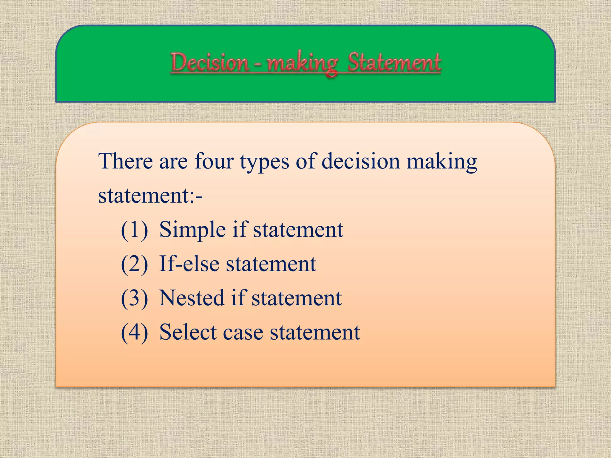 CONTROL STRUCTURE IN VB | PPTX