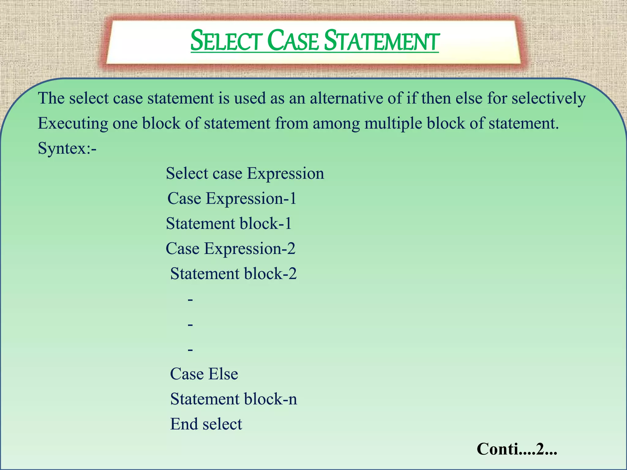 CONTROL STRUCTURE IN VB | PPTX