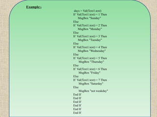 CONTROL STRUCTURE IN VB | PPTX