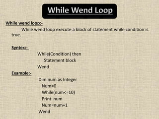 CONTROL STRUCTURE IN VB | PPTX | Programming Languages | Computing