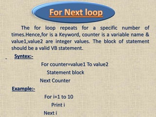CONTROL STRUCTURE IN VB | PPTX