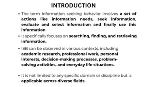 INFORMATION SEEKING BEHAVIOUR | PPT