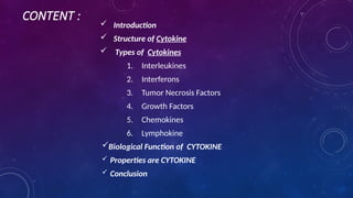 Immunology - Cytokine structure, type and biological function | PPT