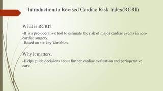 Integrating the revised cardiac Risk index(RCRI) and Ney York heart ...