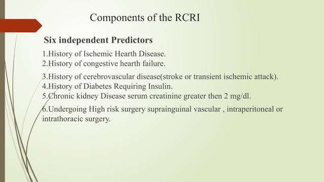 Integrating the revised cardiac Risk index(RCRI) and Ney York heart ...