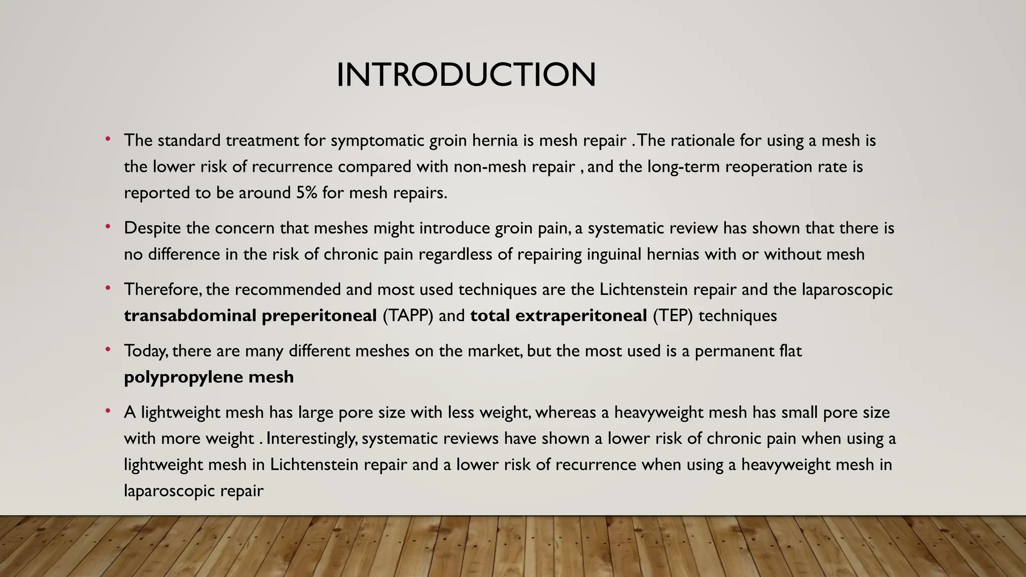 Definition of mesh weight and pore size in groin hernia repair | PPTX