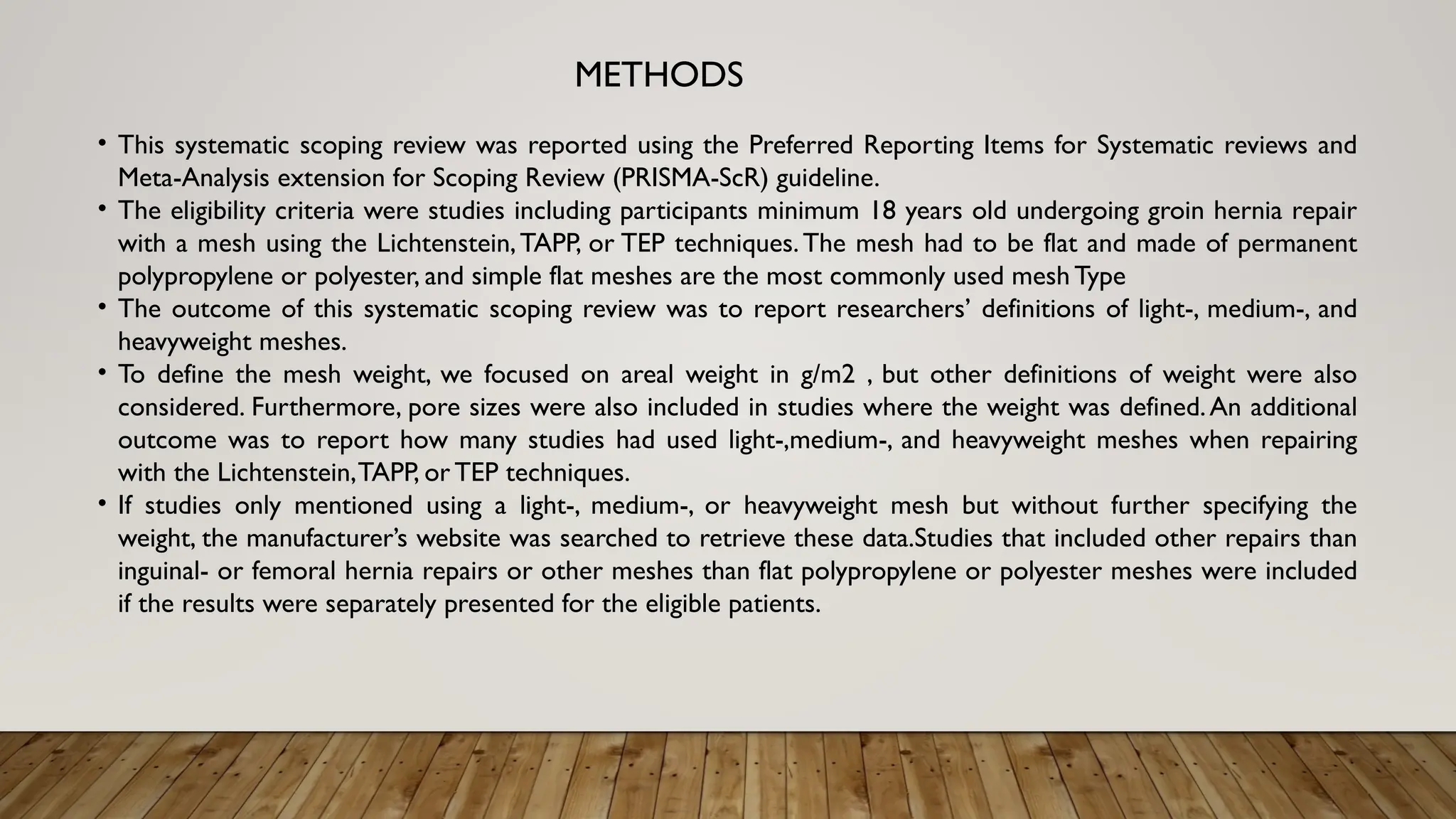 Definition of mesh weight and pore size in groin hernia repair | PPTX