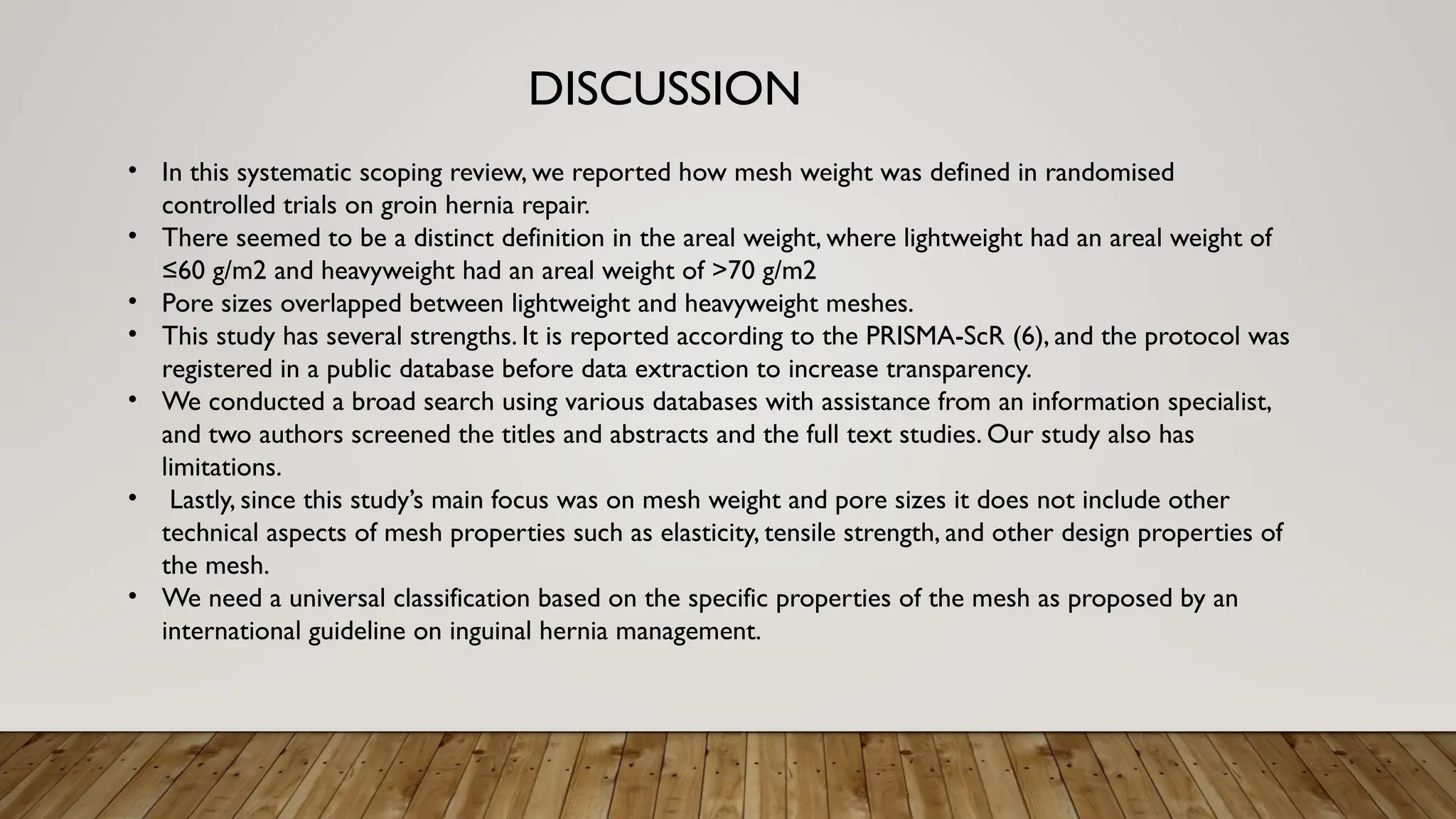 Definition of mesh weight and pore size in groin hernia repair | PPTX