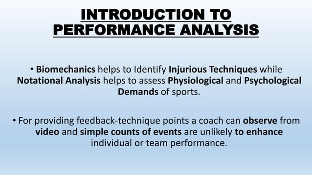 Introduction to Sports Performance Analysis | PPTX