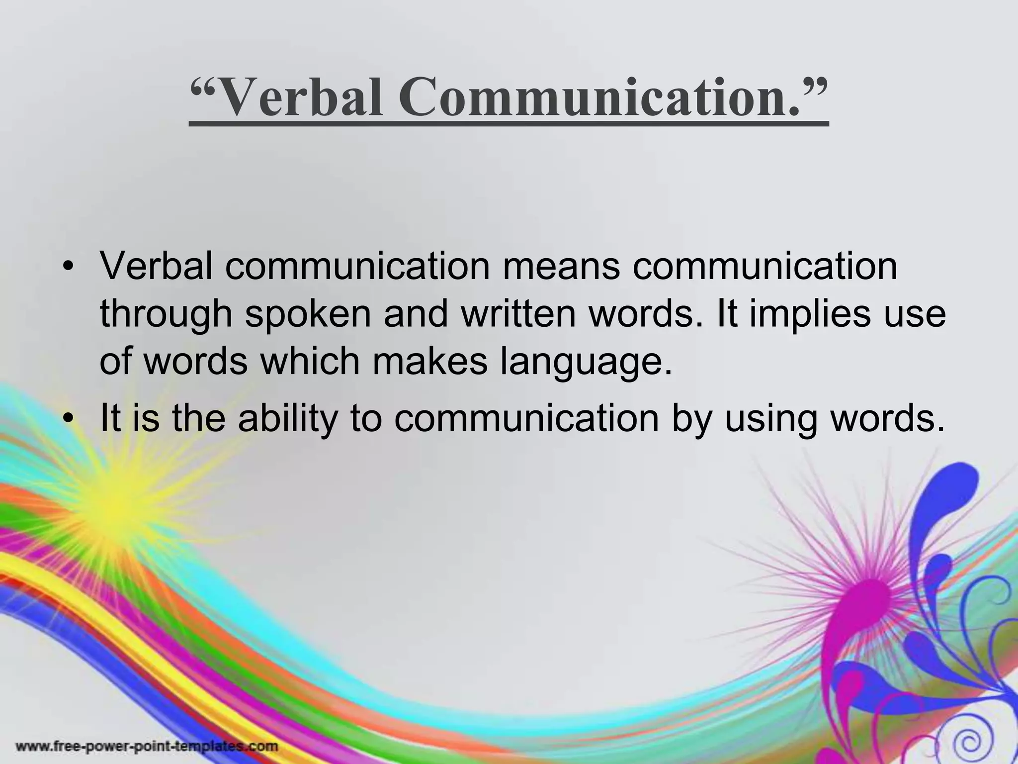 Verbal Communication | PPTX