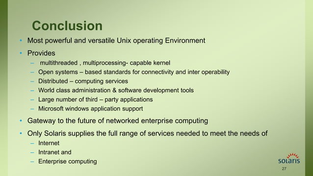 Solaris Operating System Oracle Pptx Operating Systems Computer