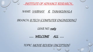 Powerpoint Presentation on Inception Movie Review | PPTX