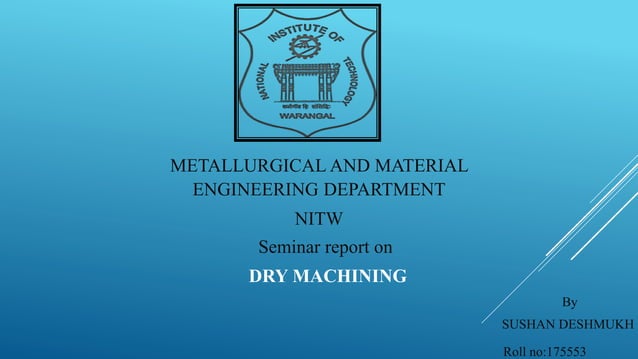 Dry Machining | PPTX