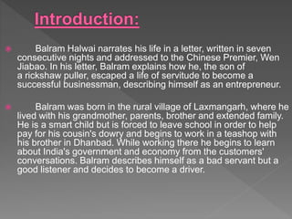 Use of symbol in 'The White Tiger'. (paper 13 New Literature) | PPTX