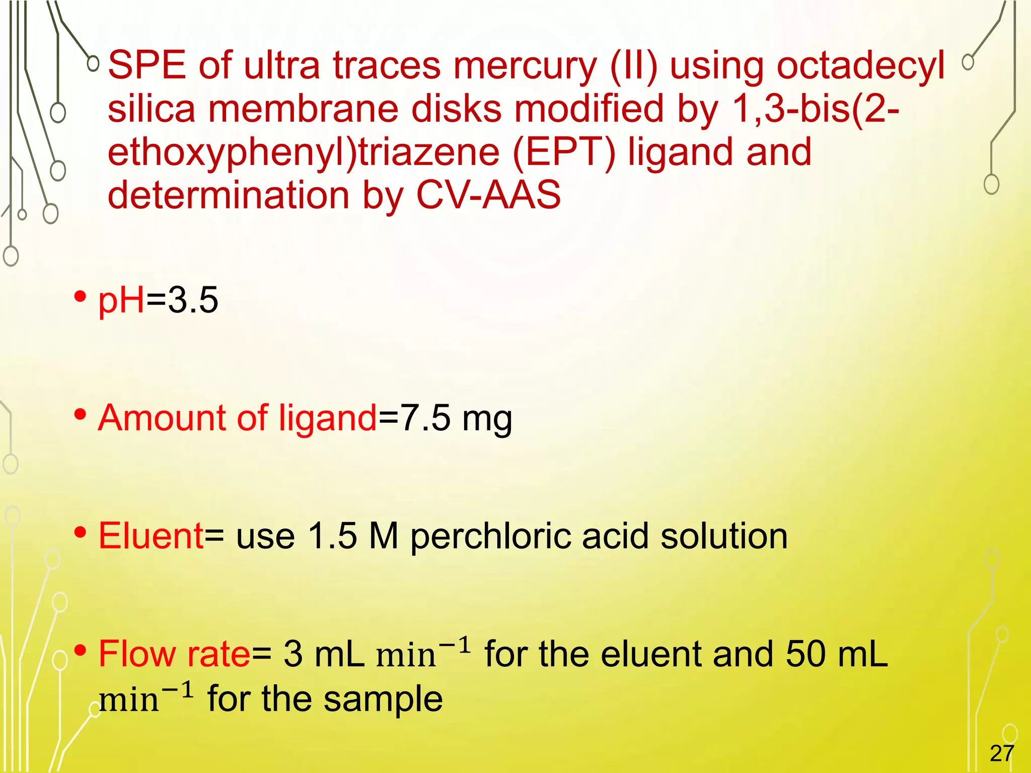 Solid phase extraction & cold vapor atomic absorption spectrometry | PPTX