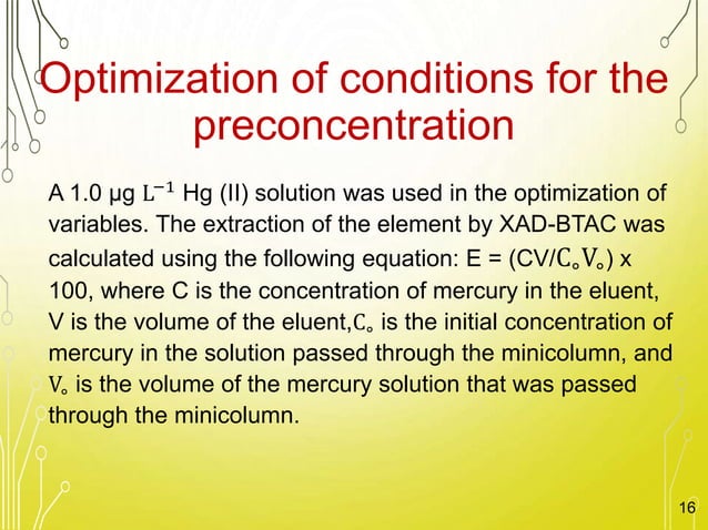 Solid phase extraction & cold vapor atomic absorption spectrometry | PPTX