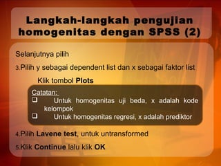 Homogenitas dengan SPSS | PPT