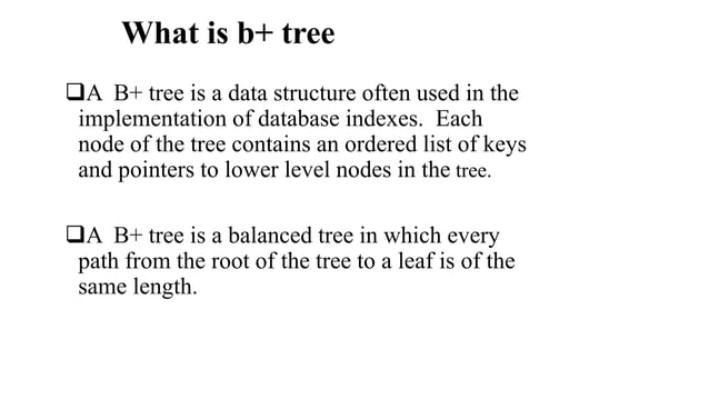 B+ tree intro,uses,insertion and deletion | PPTX | Databases | Computer ...