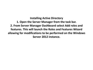 how to install active directory easy and simple | PPTX