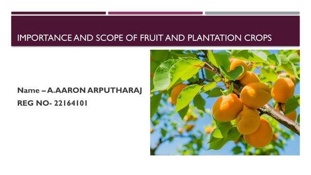 Scope and importance of fruits and plantation crops | PPTX ...