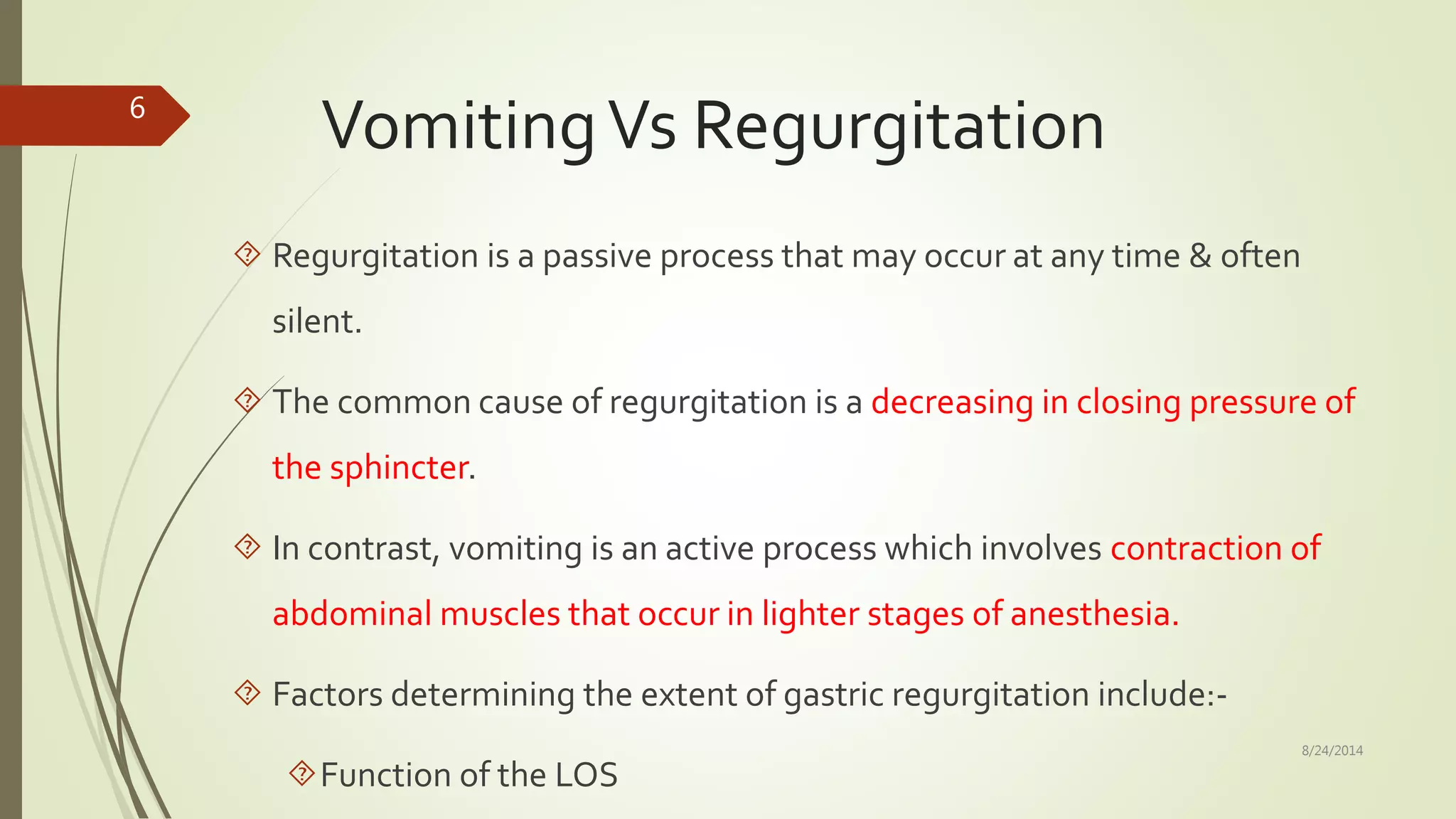 REGURGITATION AND ASPIRATION DURING ANESTHESIA | PPTX