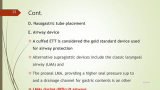 REGURGITATION AND ASPIRATION DURING ANESTHESIA | PPTX