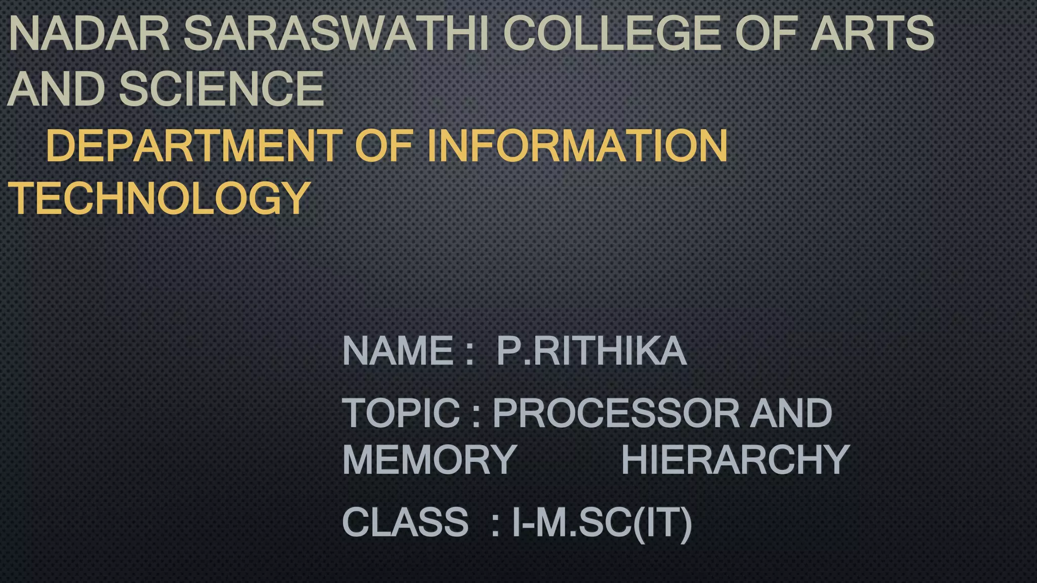 Advance computer architecture | PPT