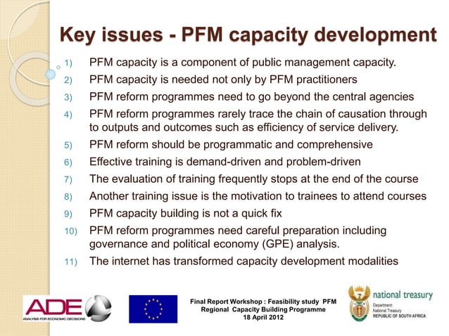 Feasibility study - Regional PFM capacity building program | PPT