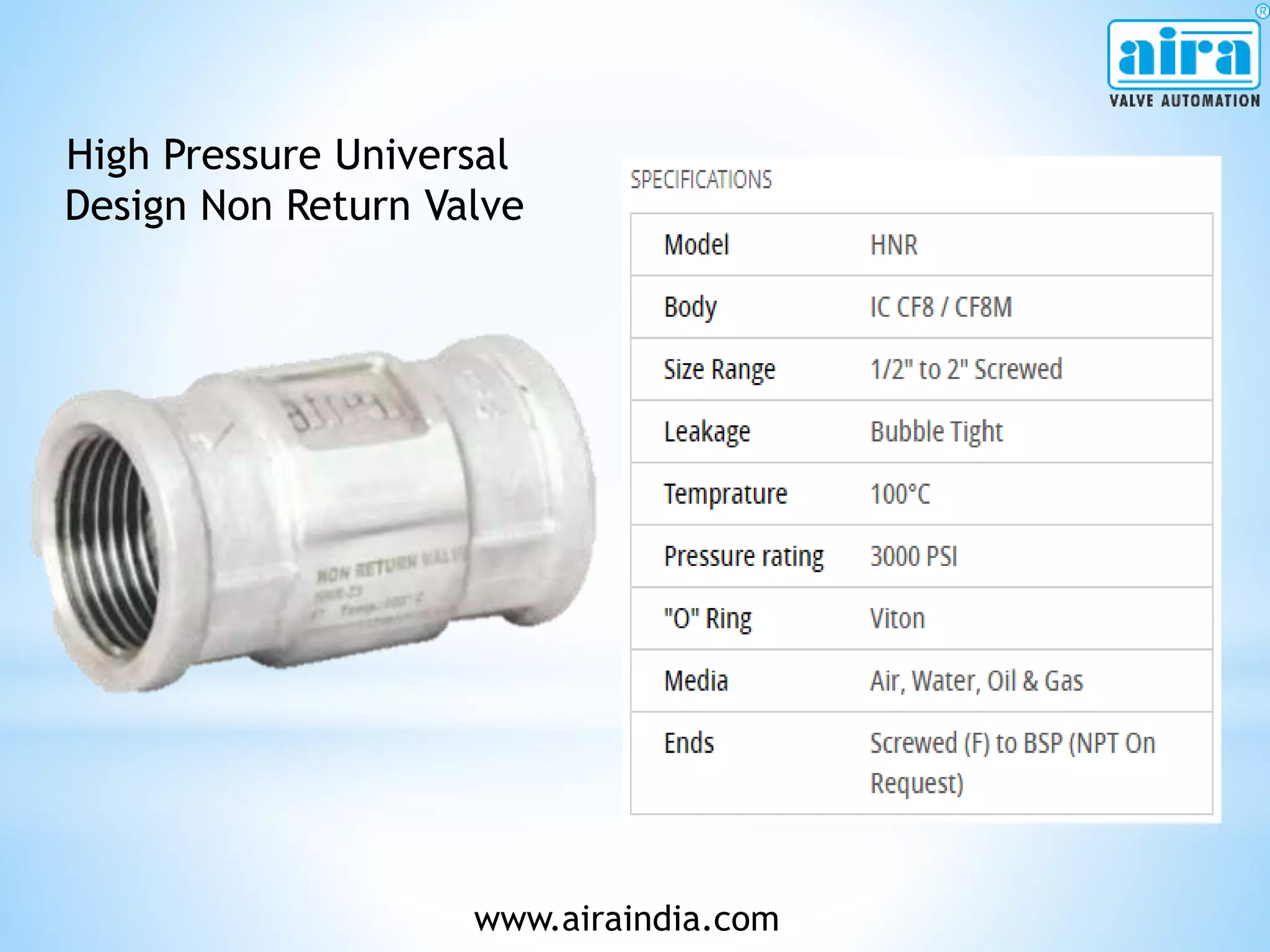 High Pressure Non Return Valve | PPTX