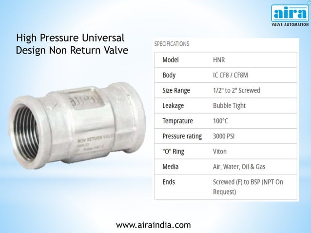 High Pressure Non Return Valve | PPT