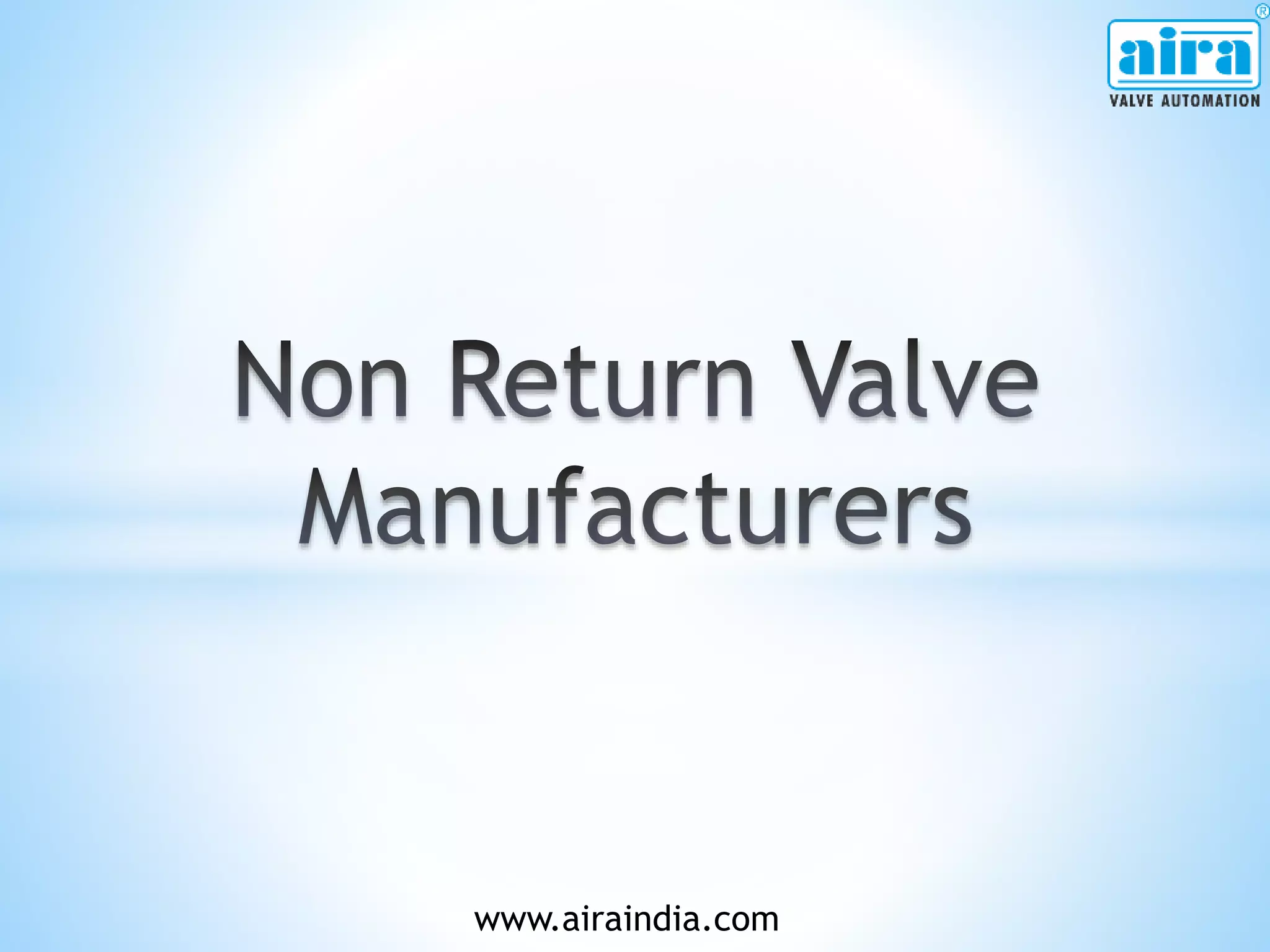 Non Return Valve Manufacturers | PPT