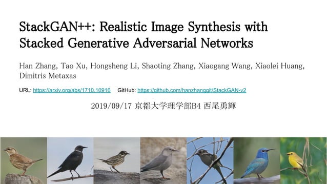 StackGAN++: Realistic Image Synthesis with Stacked Generative Adversarial Networks | PPT