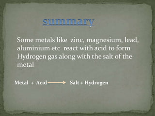 REACTION OF METALS WITH ACID | PPTX