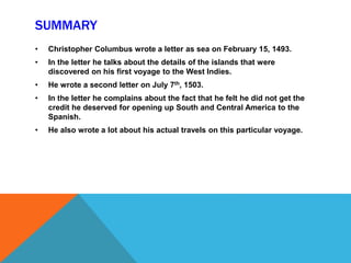 AMLIT2131: Columbus Summary | PPT
